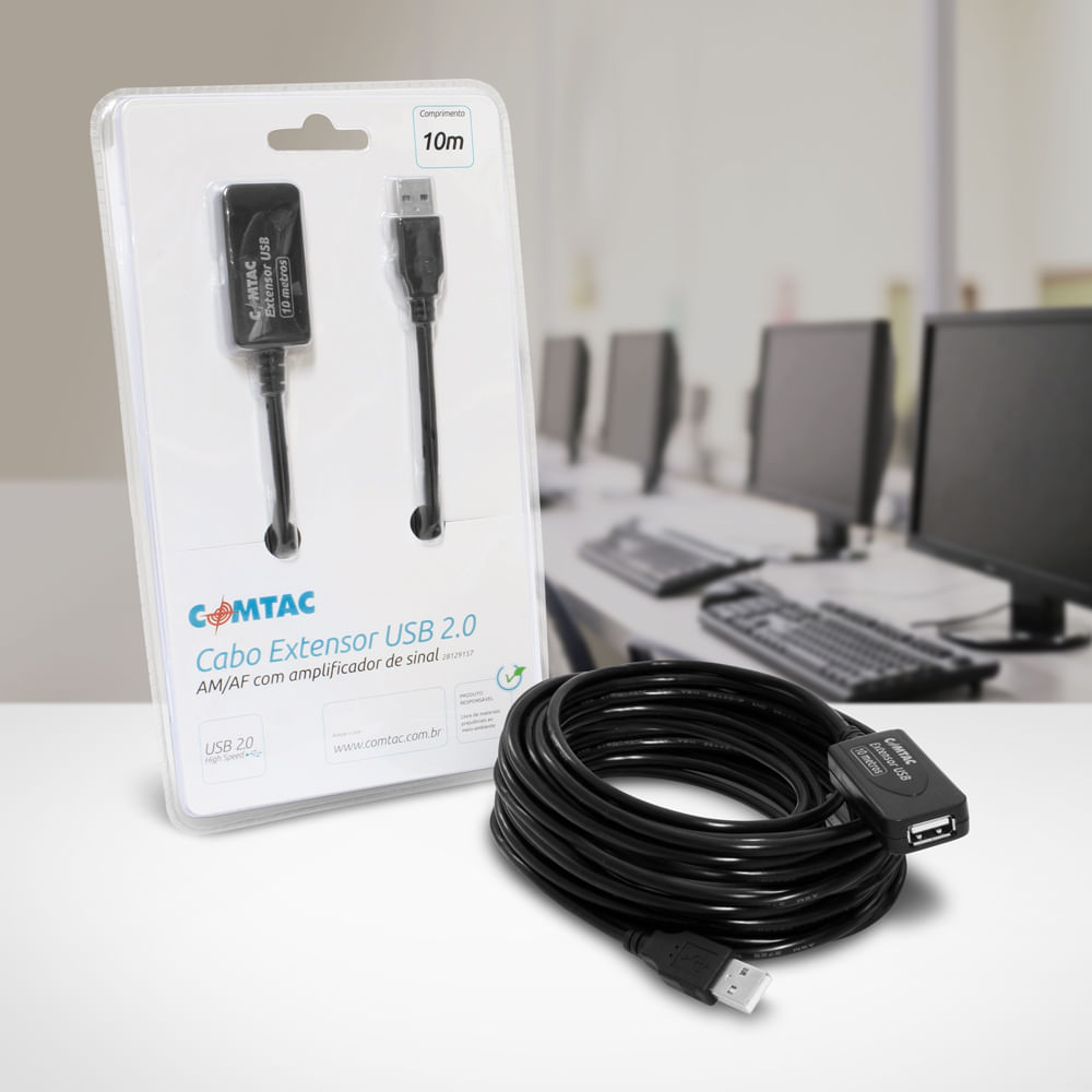 Cabo Extensor USB 2.0 com Amplificador de Sinal 10 Metros