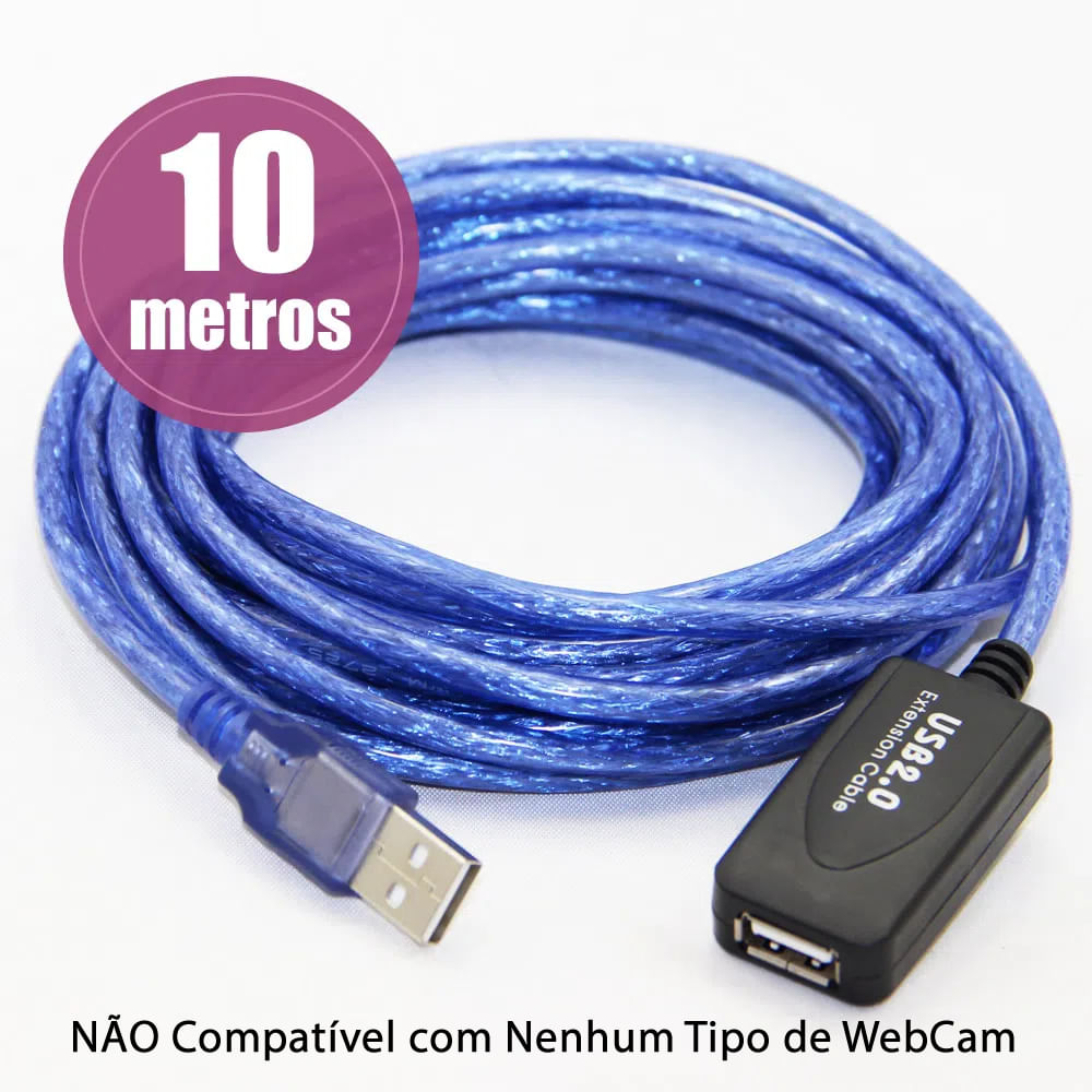 Cabo Extensor USB 2.0 Amplificado 10 Metros