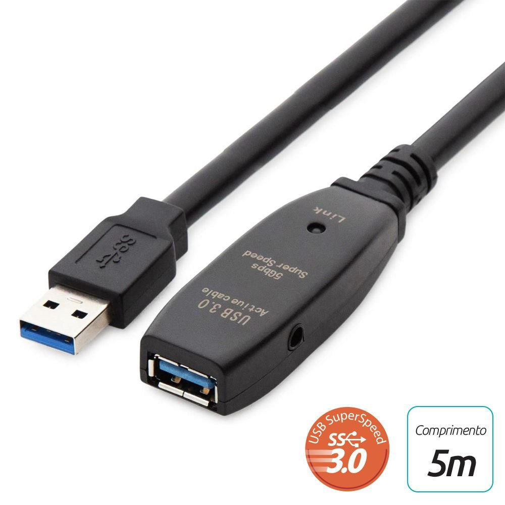 Cabo Extensor USB 3.0 com Amplificador de Sinal 5 Metros - 6911