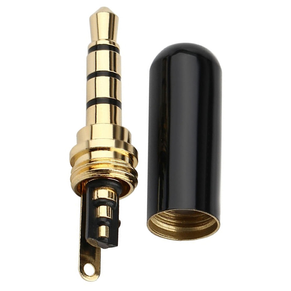 Conector Plug P3 3,5mm P2 4 Pólos Fone de Ouvido Preto - 6927