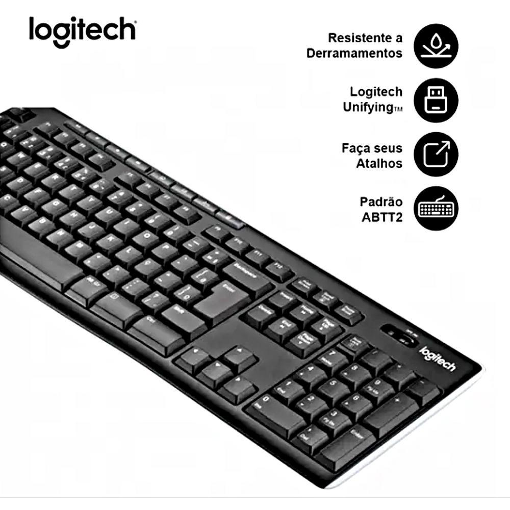 Teclado Logitech K270 Sem Fio Multimídia Wireless Usb Abnt2 - Central Cabos