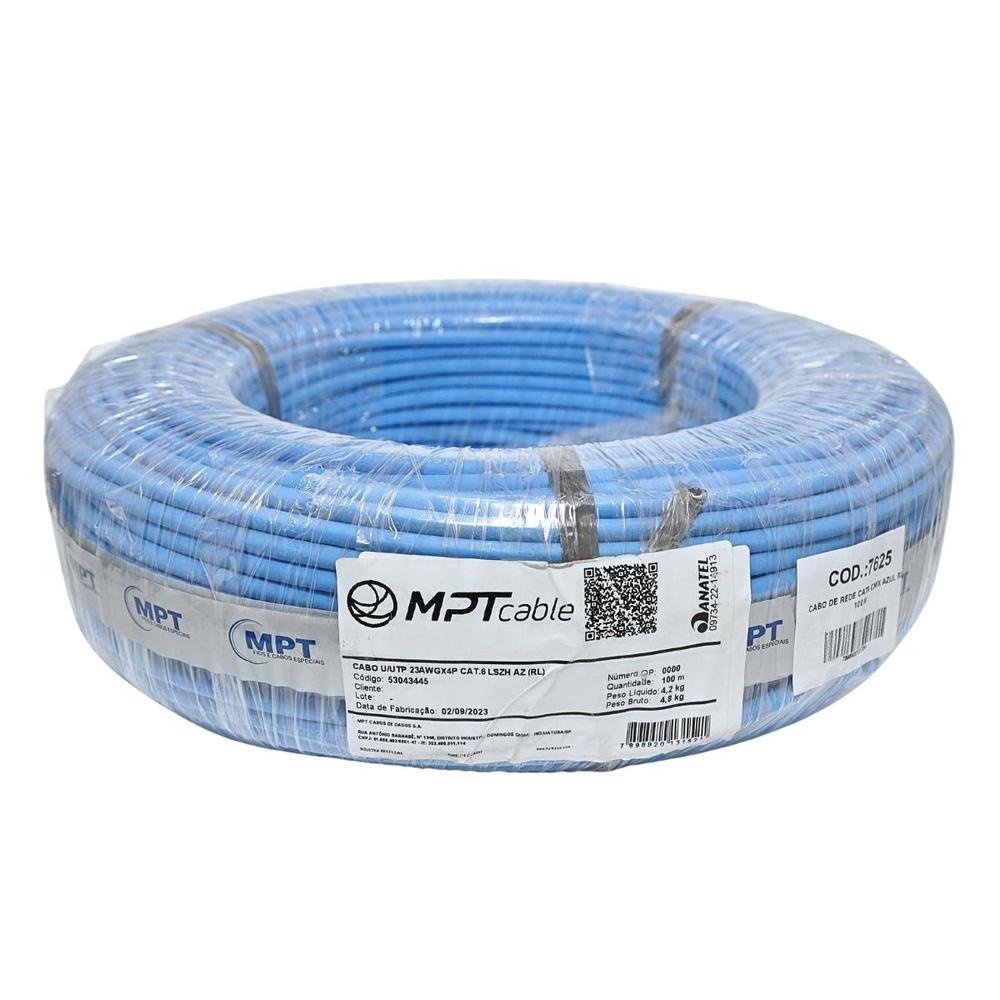Cabo de Rede U/UTP Cat.6 CMX 23AWG Azul Rolo 100m MPT Cable