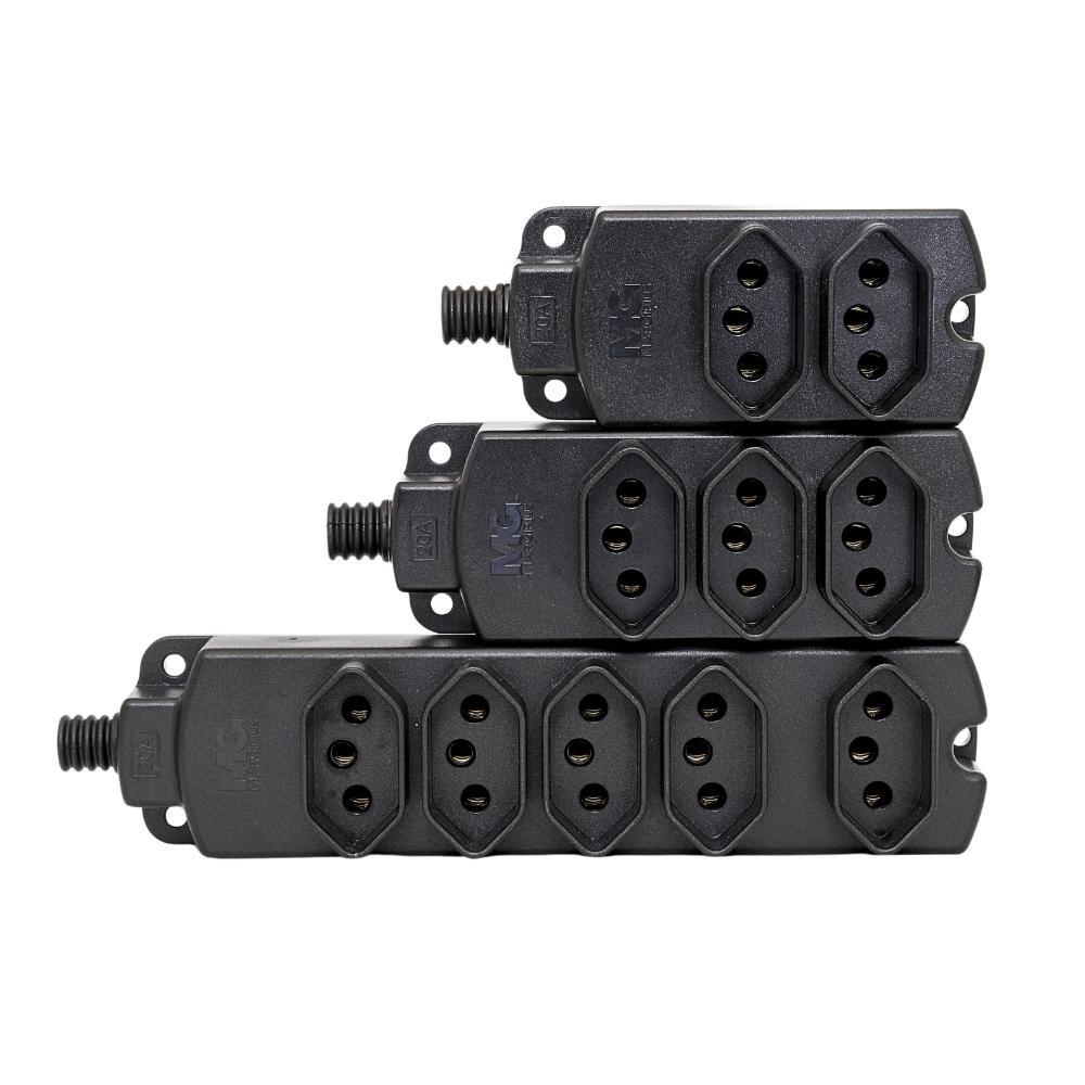 Regua de tomada multipla cb 5 tomadas - 20a s/ cabo preto 2p+t tmu5-320