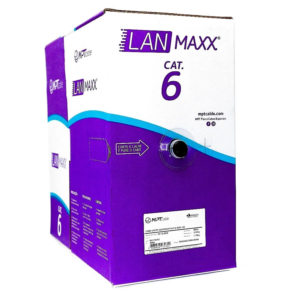 Cabo de rede cat6 u/utp 23awgx4p cmx azul