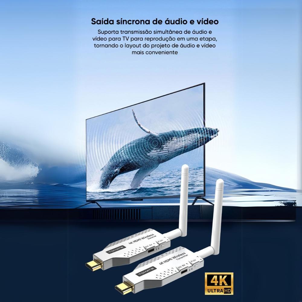 Transmissor hdmi sem fio 4k 50 metros mhd-4050w