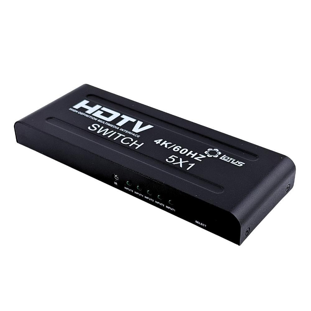 Switch HDMI 4K 5x1 com Controle Remoto e Fonte de Energia - Troque ...