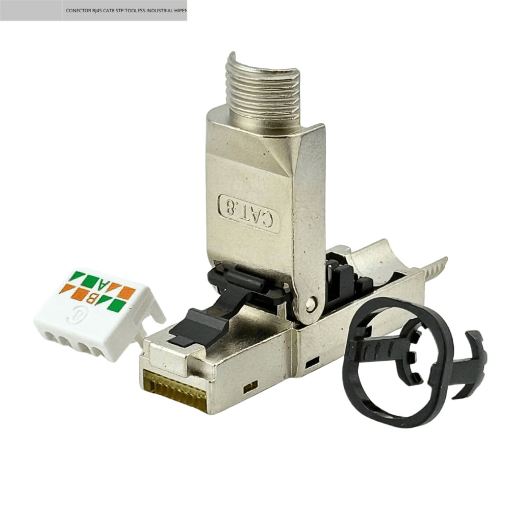 Conector RJ45 CAT.8 STP Toolless Industrial -Blindado, até 40Gbps