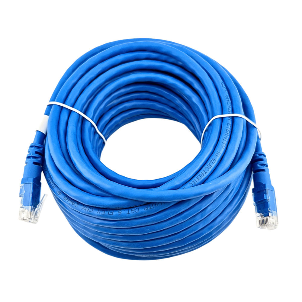 Patch Cord CAT.6 UTP 15m Azul – 100% Cobre, Conectores RJ45 Moldados