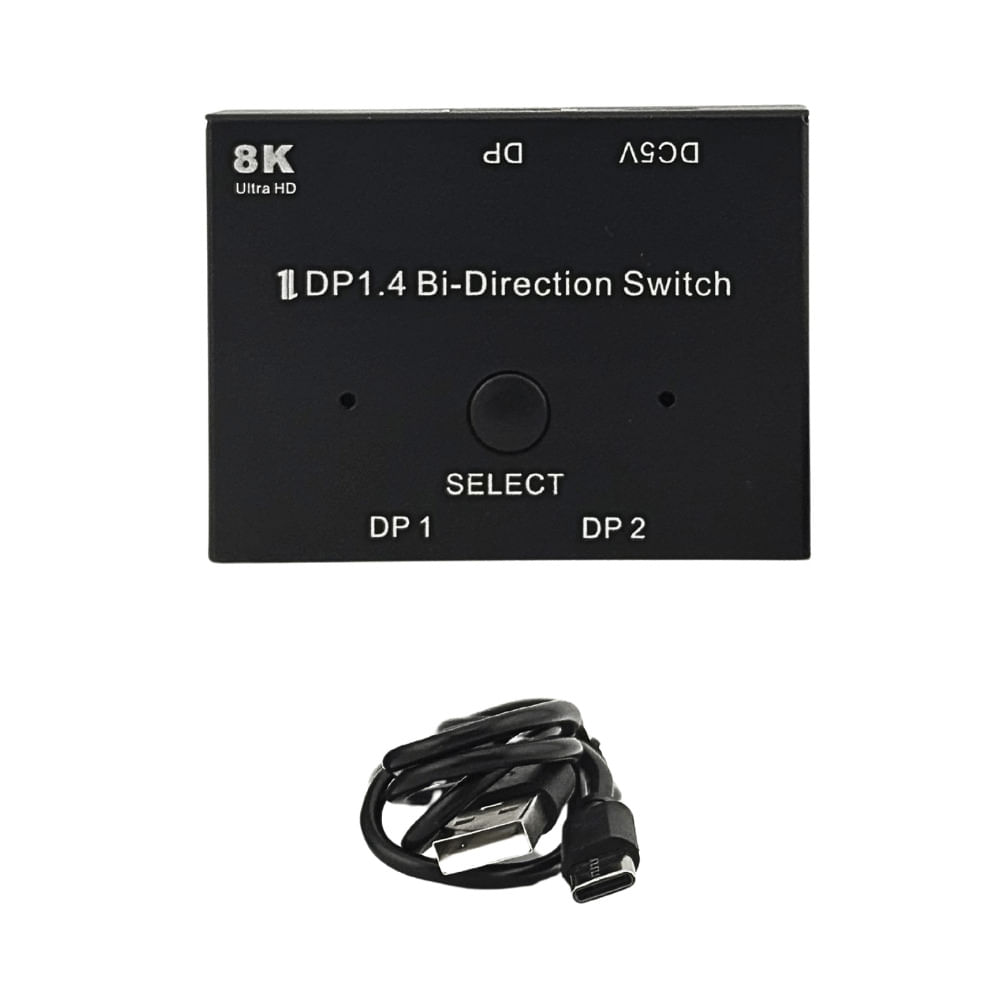 Switch DisplayPort 2 Portas 8K Bidirecional - Central Cabos